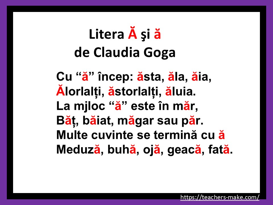 Litera Ă şi ă/ de Claudia Goga – Teachers make