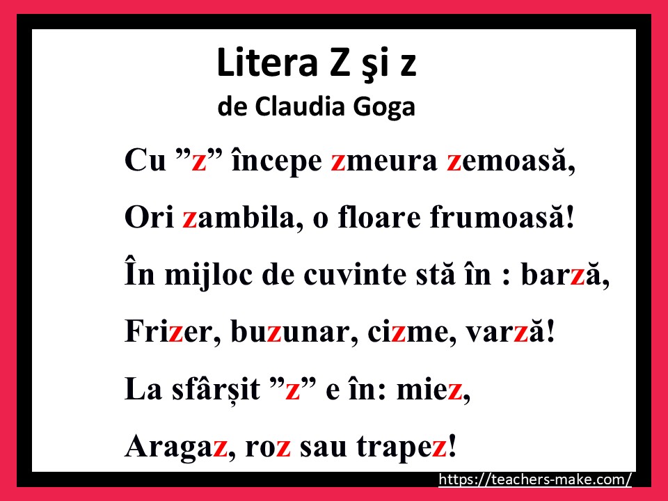 Litera şi sunetul Z (z) – Teachers make