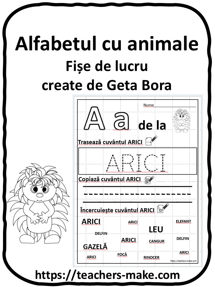 ALFABETUL CU ANIMALE /Fișe de lucru – Teachers make